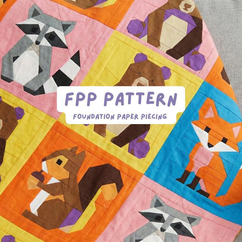 Woodland Animals Quilt Pattern Bundle Modern FPP Foundation Paper ...