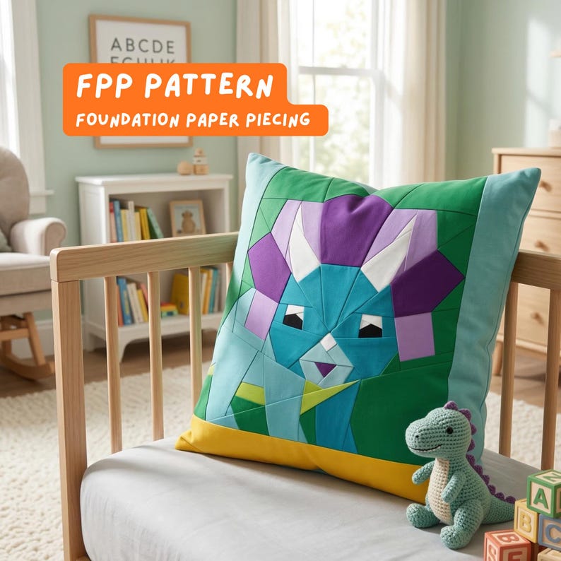 Dinosaur Quilt Pattern Bundle Baby Boy Nursery Decor Modern FPP ...