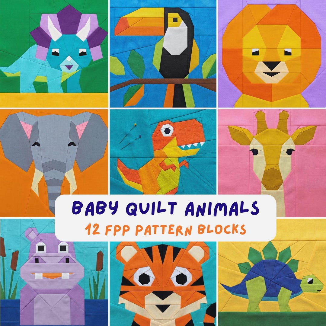 FPP Baby Quilt Patterns Animal Bundle Modern Foundation Paper Piecing ...
