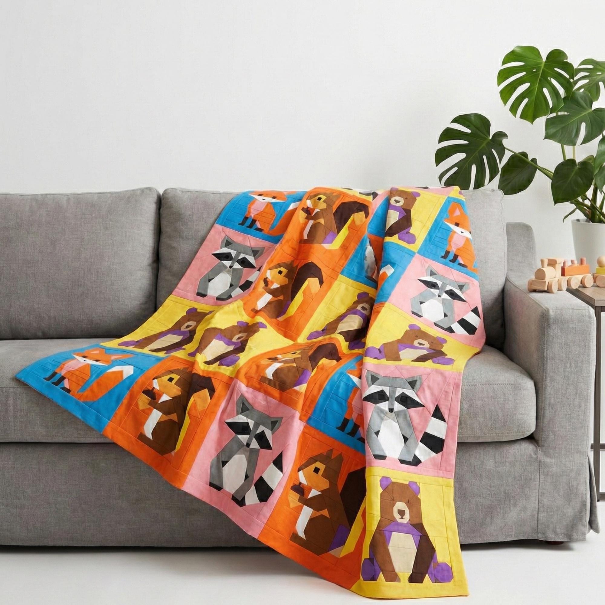 Woodland Animals Quilt Pattern Bundle Modern FPP Foundation Paper ...