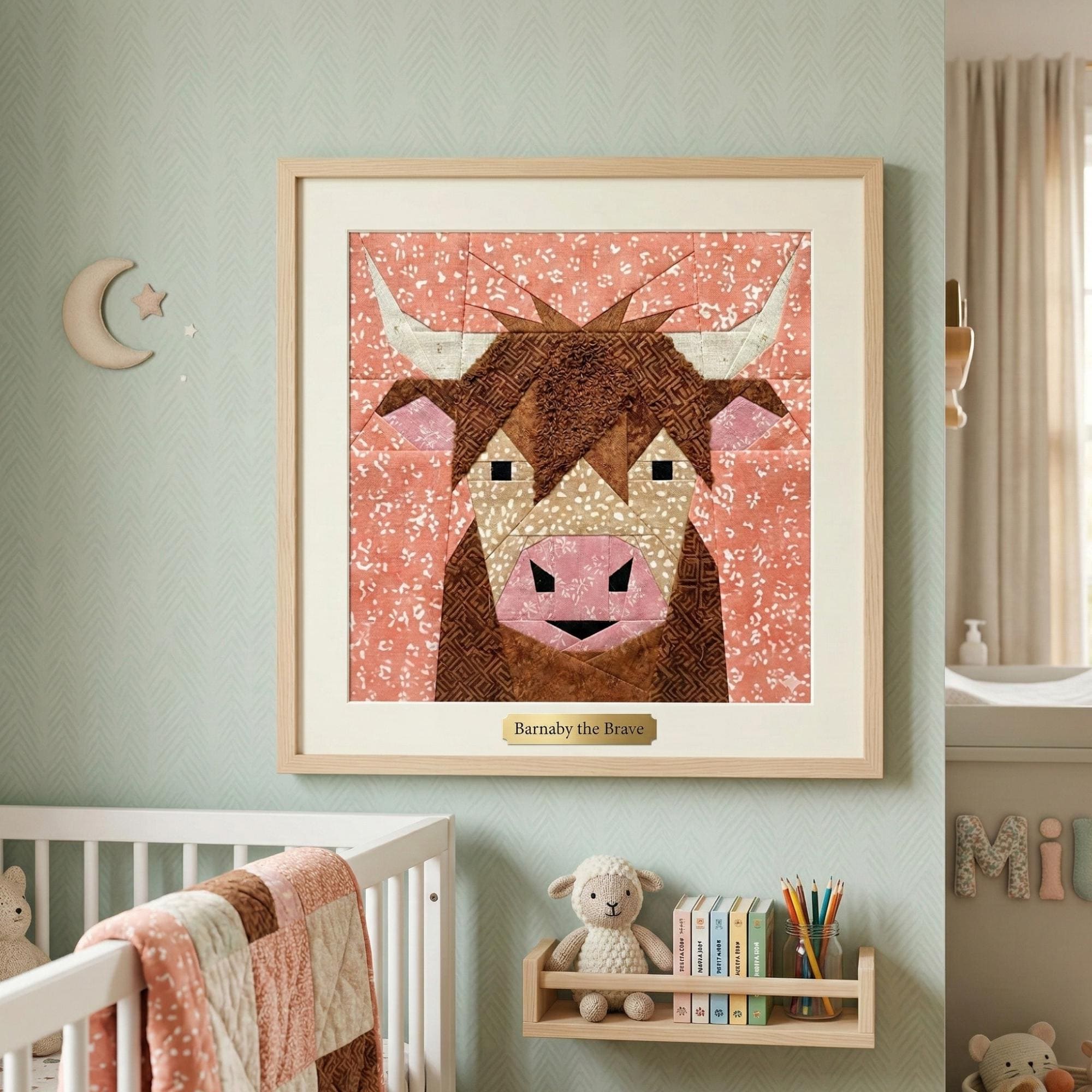 Highland Cow Quilt Pattern Modern FPP Foundation Paper Piecing Block ...