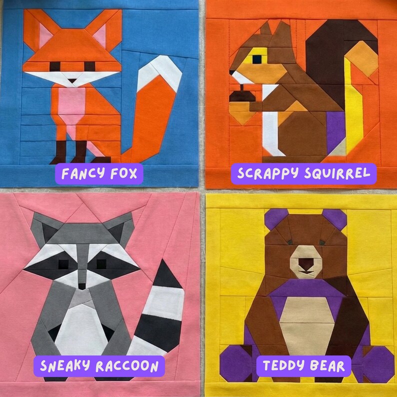 Woodland Animals and Birds Quilt Pattern Bundle Modern Sewing Pattern ...