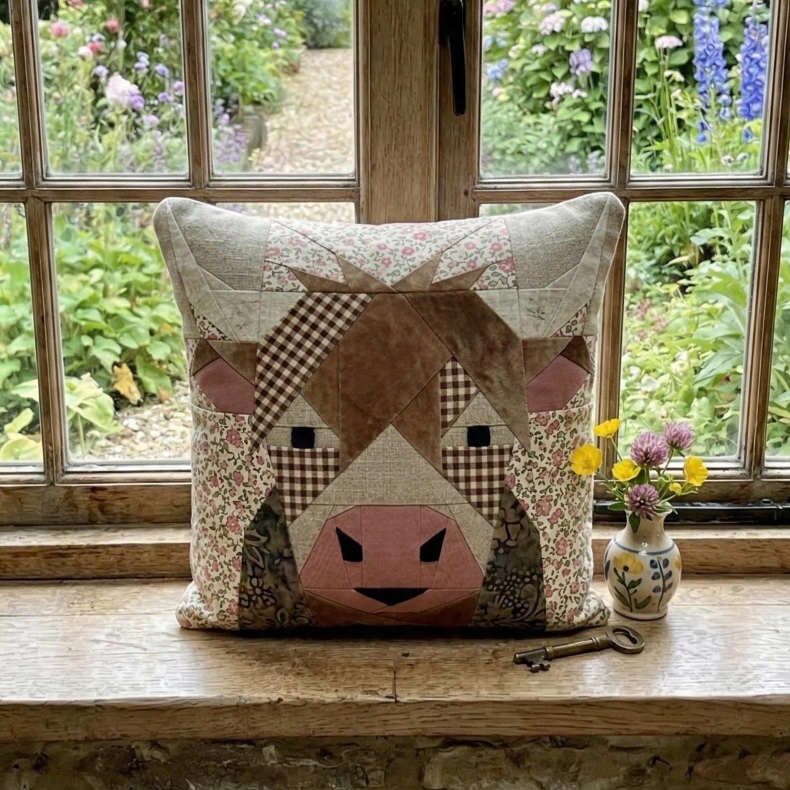 Highland Cow Quilt Pattern Modern FPP Foundation Paper Piecing Block ...