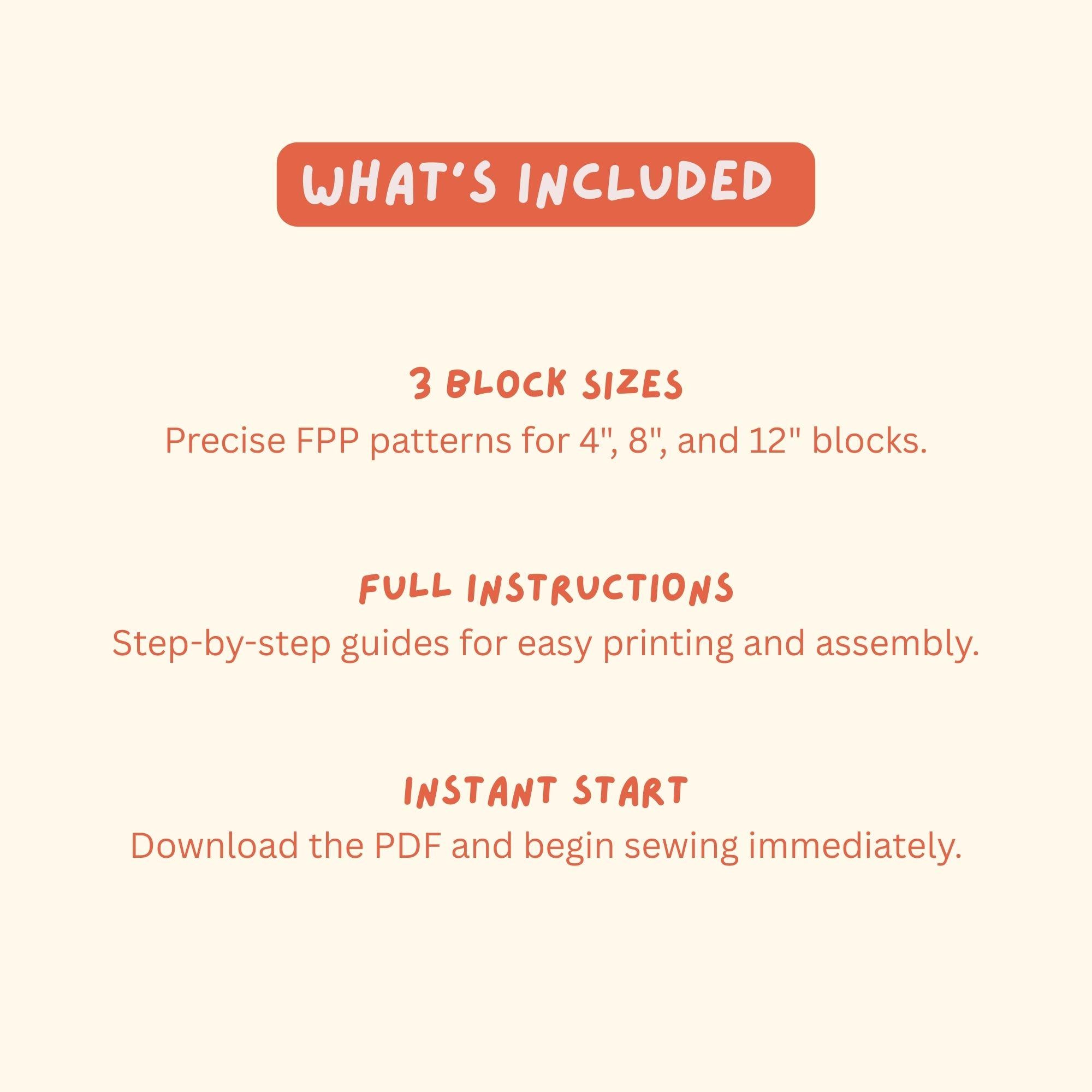 Star Quilt Pattern PDF Modern FPP Foundation Paper Piecing Block ...