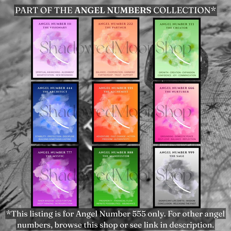 555 Angel Number Poster Spiritual Wall Art Bright Orange Sunset Decor ...
