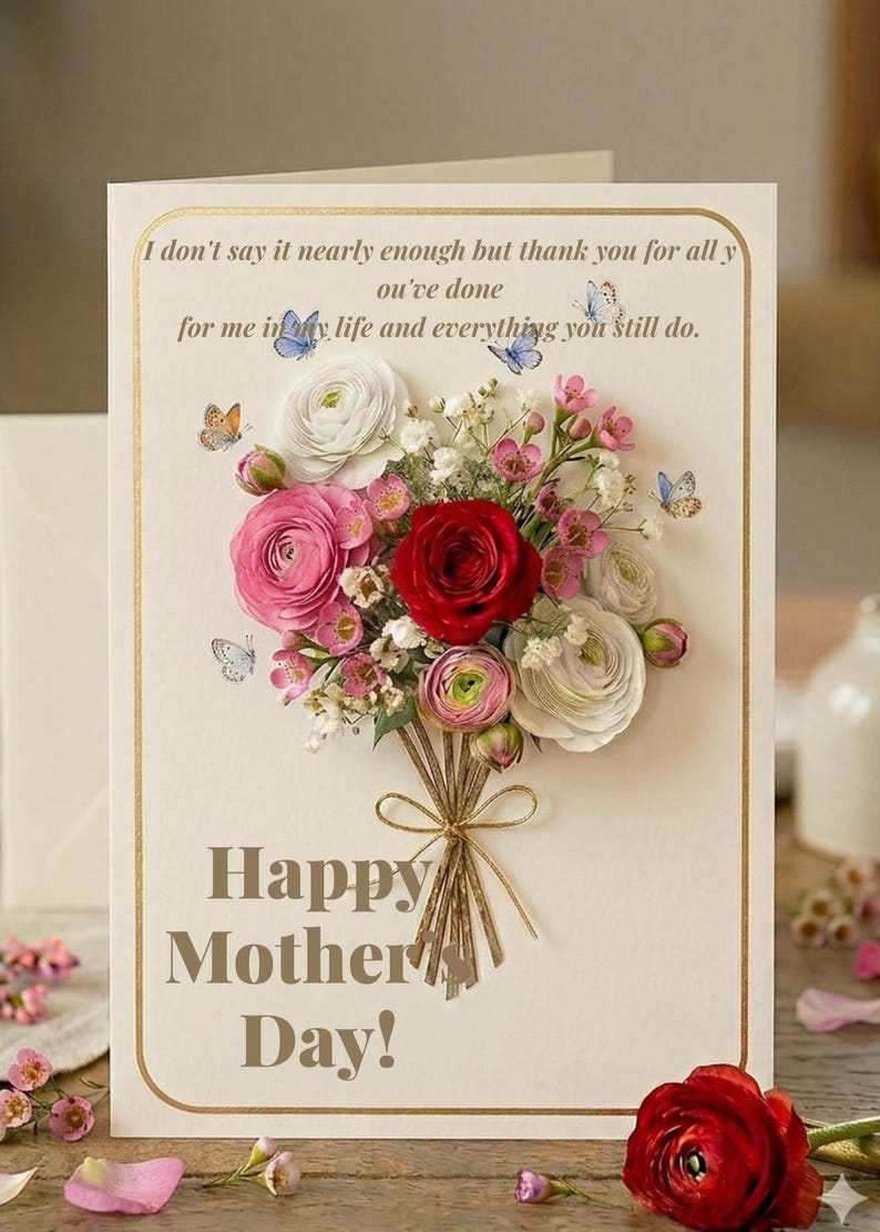 Floral Mother's Day Card, Editable Mom Gift, Personalized Greeting ...