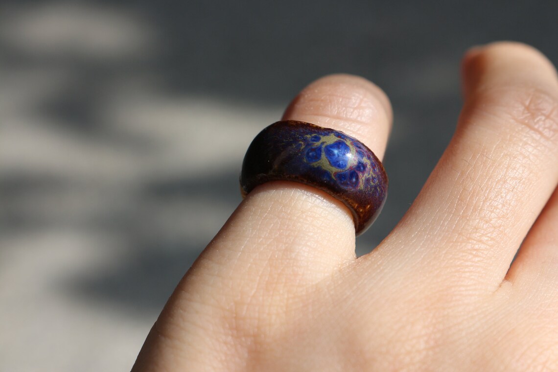 Handmade ceramic ring light sky blue ceramic ring size 3 | Etsy