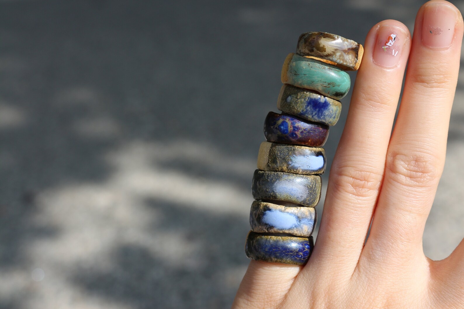 Handmade ceramic ring light sky blue ceramic ring size 3 | Etsy