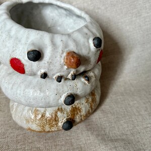 Snowman Ceramic Planter, Christmas Planter, Face Planter Pot, Drainage ...