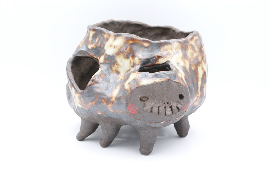 Handmade Ceramic Teeth Creature Planter: Multi Plant Pot, Studio Ghibli ...