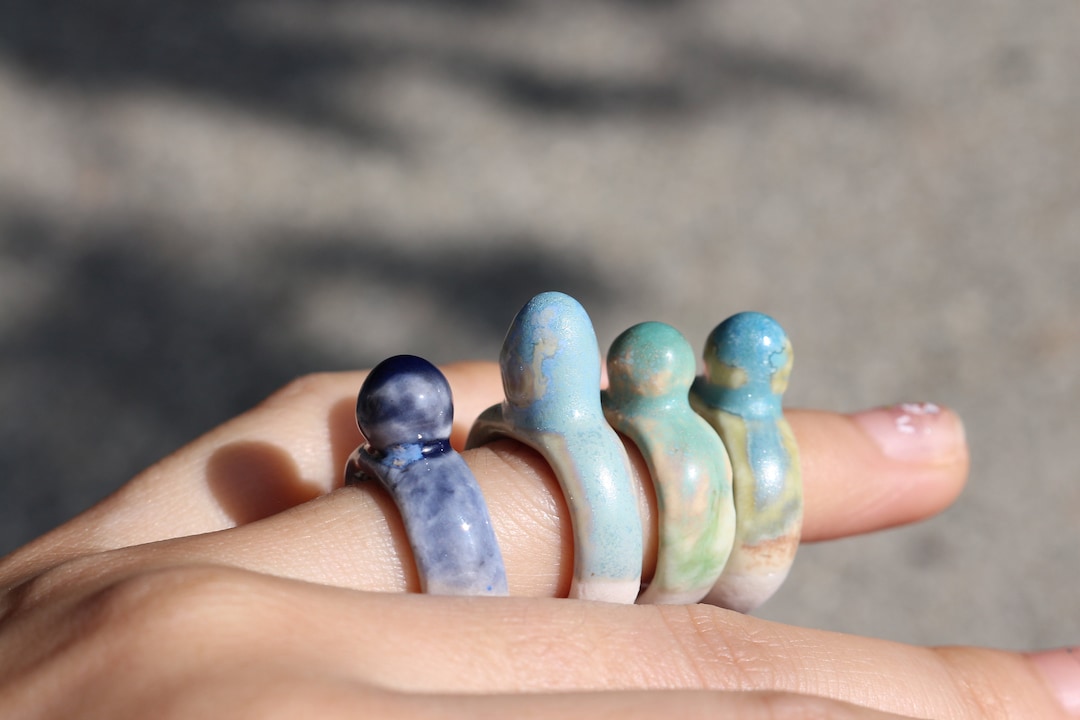 Handmade Ceramic Ring: Light Sky Blue Porcelain Band, Size 5 - Etsy