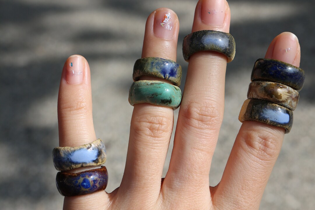 Handmade Ceramic Ring, Light Sky Blue Ceramic Ring, Size 3 Size 3.5 ...