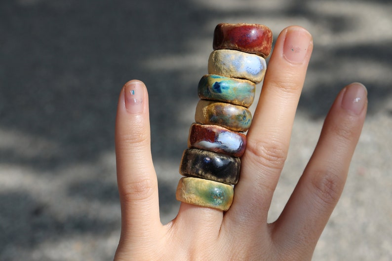 Handmade Ceramic Ring Light Sky Blue Ceramic Ring Size 4 | Etsy