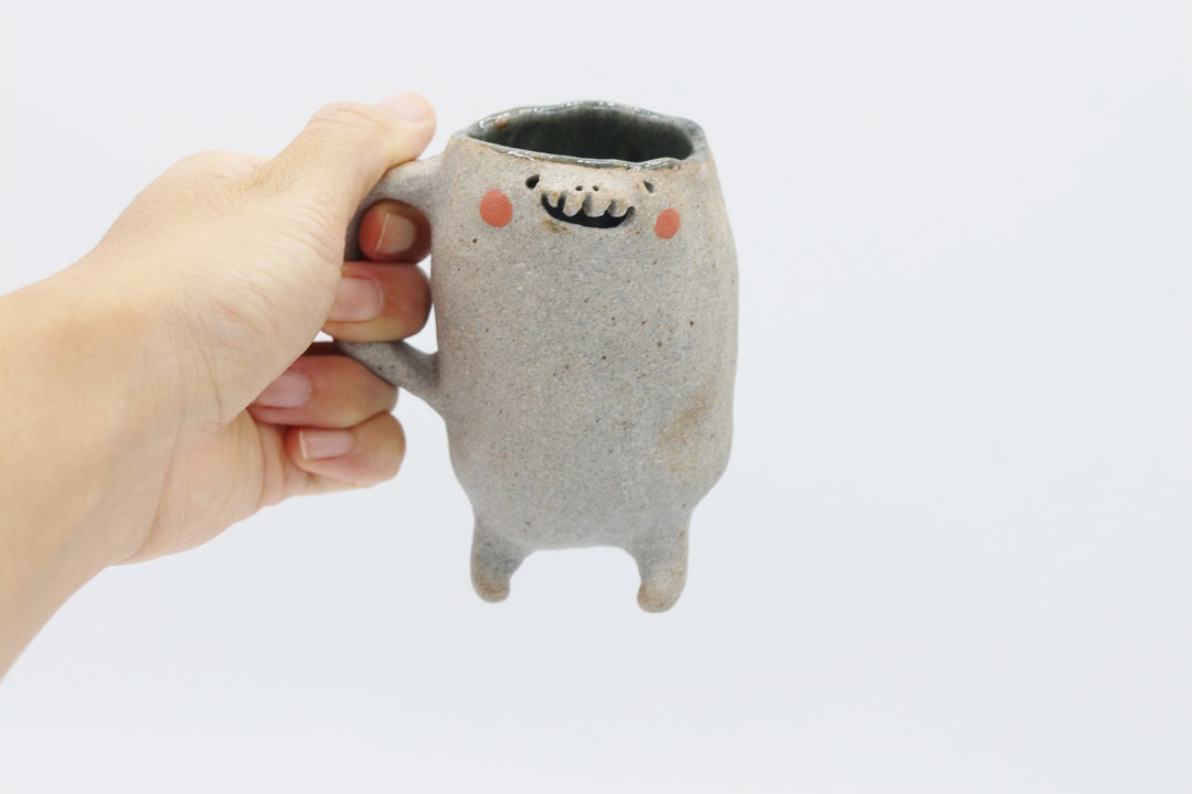 Right Handed Espresso Mug White, Ghost Mini Ceramic Mug, Small Ceramic ...