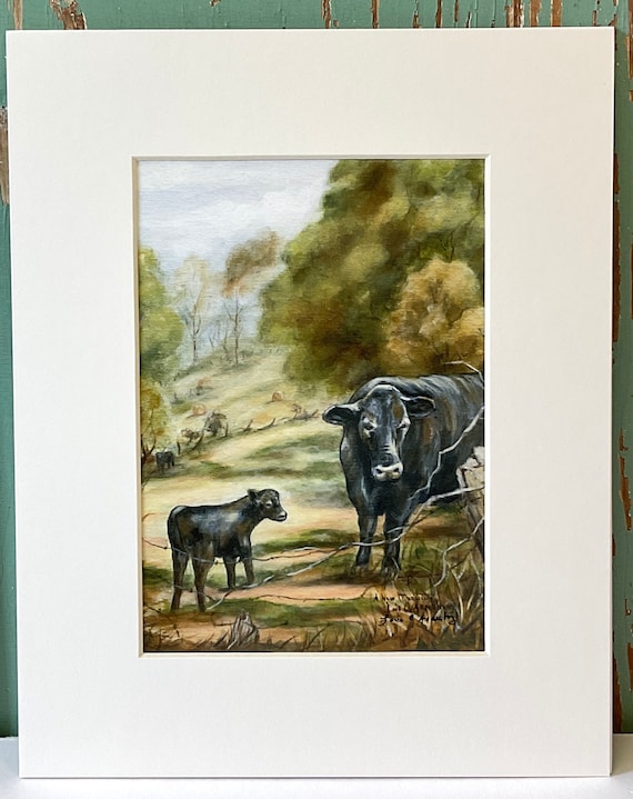 Cow Print A Perfect Day a 5 X 7 Inch Print Matted to an 8 | Etsy