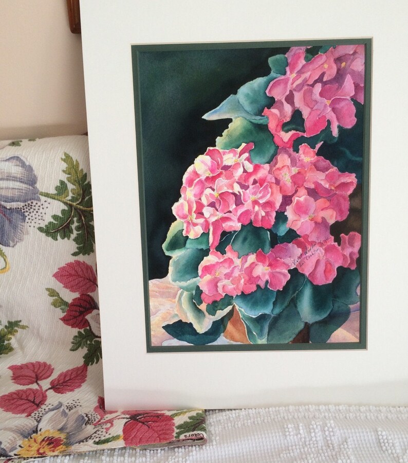 Africian Violets Original Watercolor Double Matted and Ready - Etsy