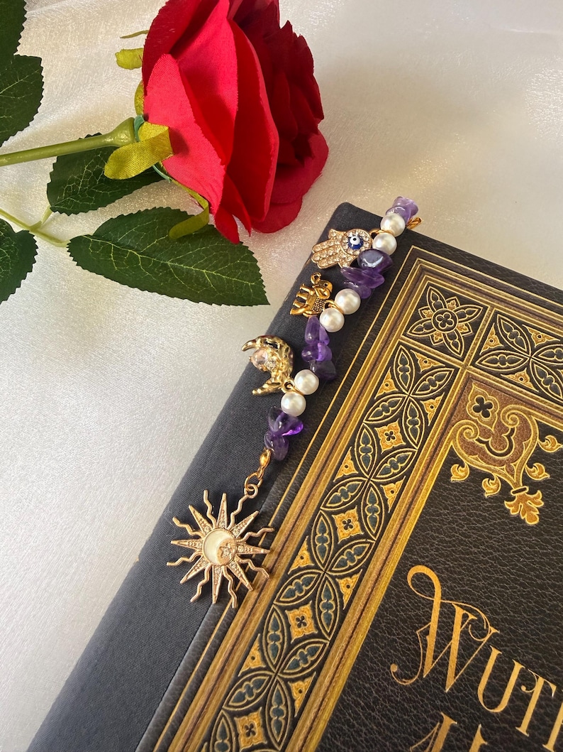 Celestial Bookmark, Amethyst Rose Quartz Bookmark, Crystal Bookmark ...