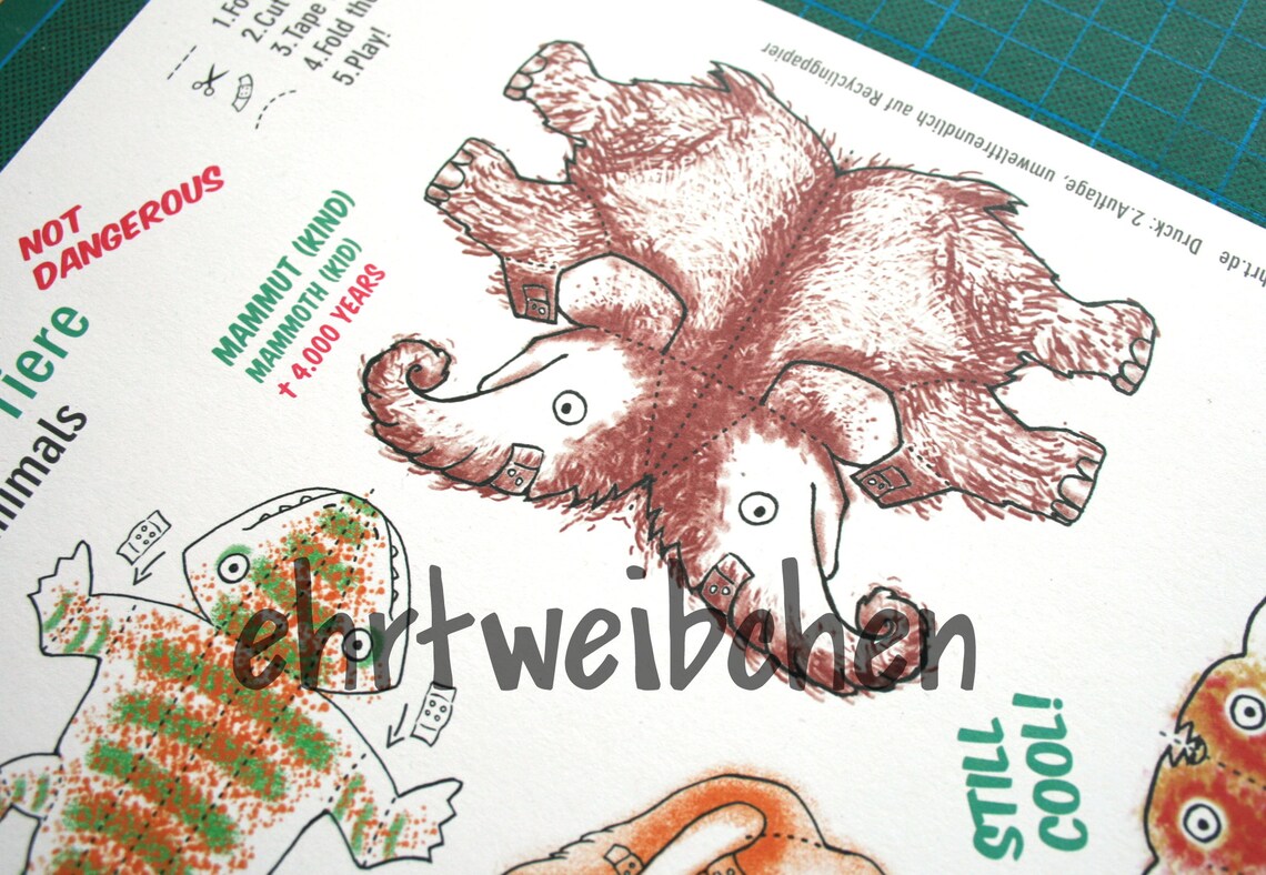 Paper Craft of Extinct Animals, Cut-out Sheet, Printed on Recycling ...