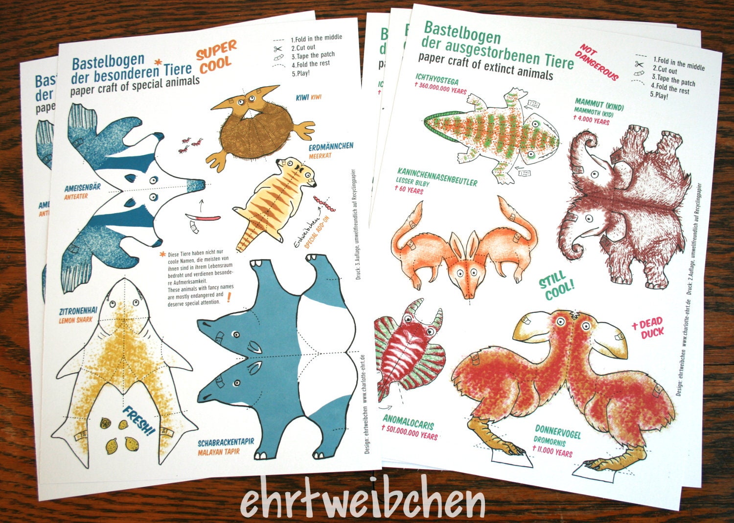 Paper Craft of Extinct Animals, Cut-out Sheet, Printed on Recycling ...