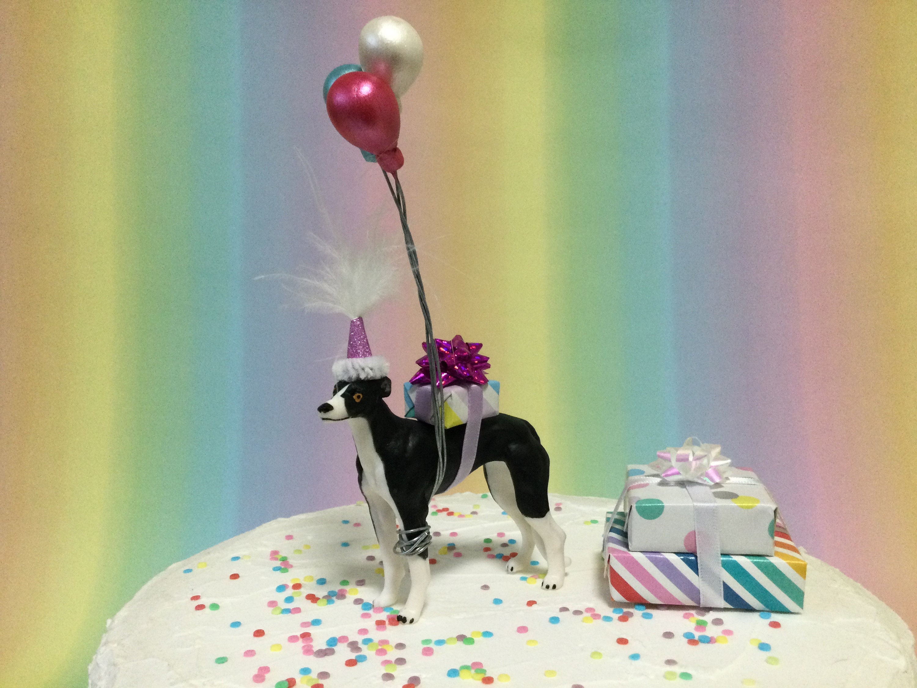 Whippet Cake Topper: Greyhound Birthday Party Decoration With Balloons ...