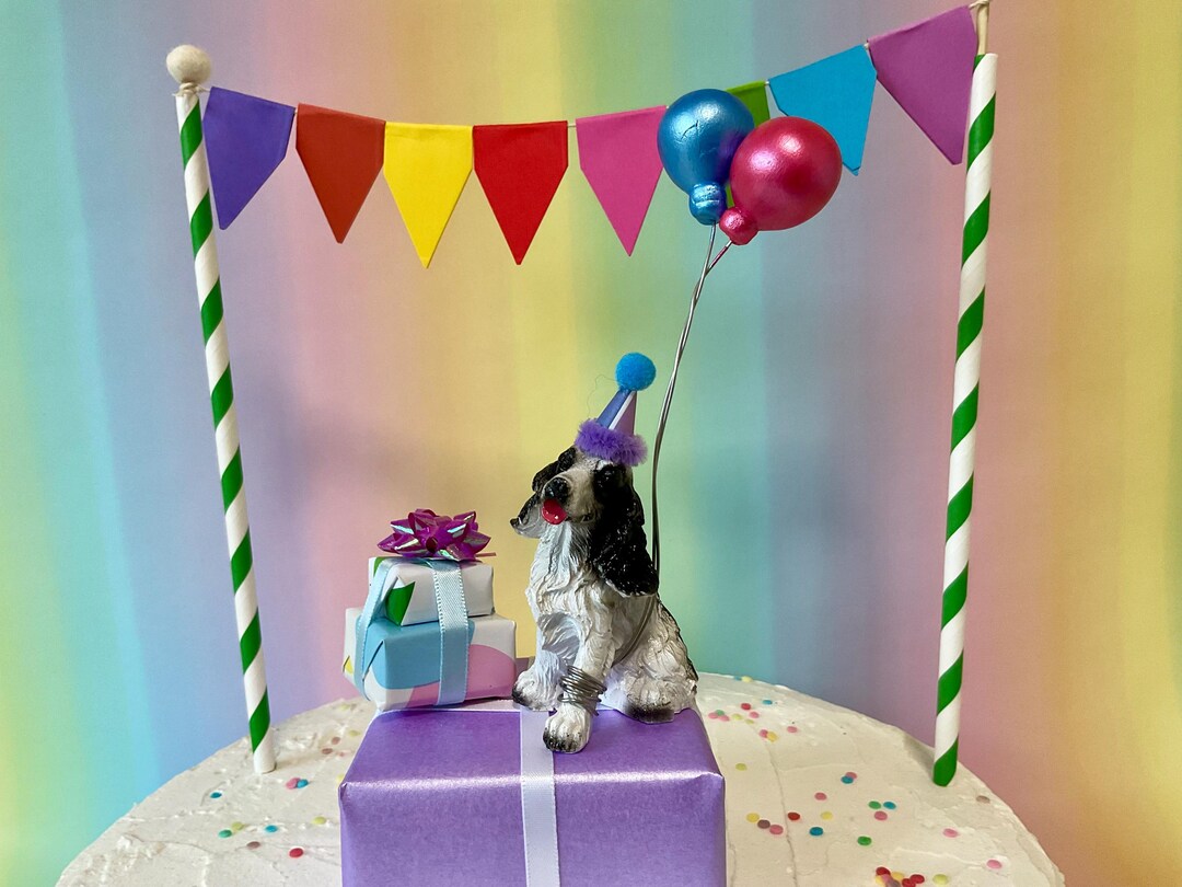Spaniel Dog Cake Topper Party Animal Cake Topper Birthday Cake ...