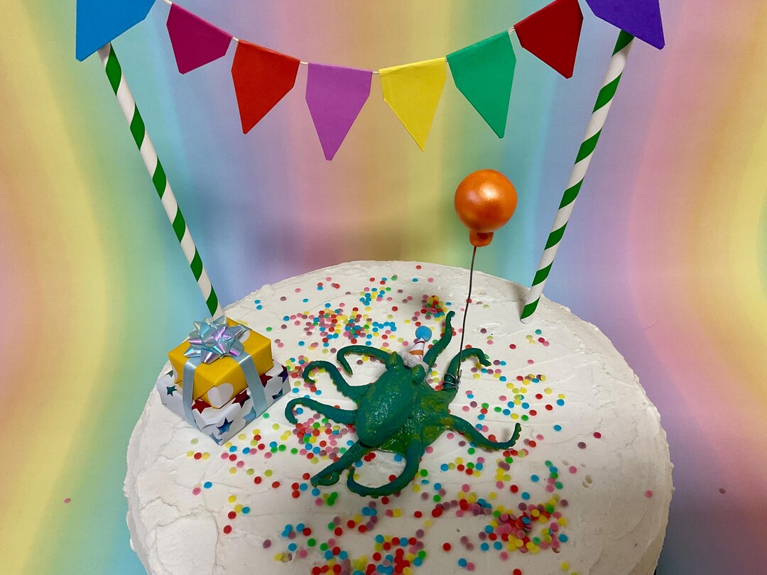 Small Green Octopus Cake Topper Party Animal Cake Decoration Sea ...