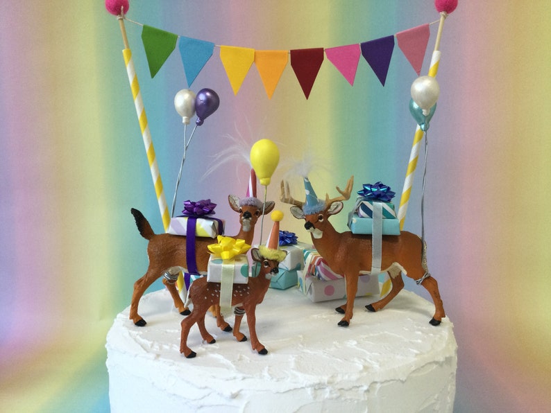 Deer Cake Toppers Stag Doe and Fawn Cake Topper With Optional - Etsy