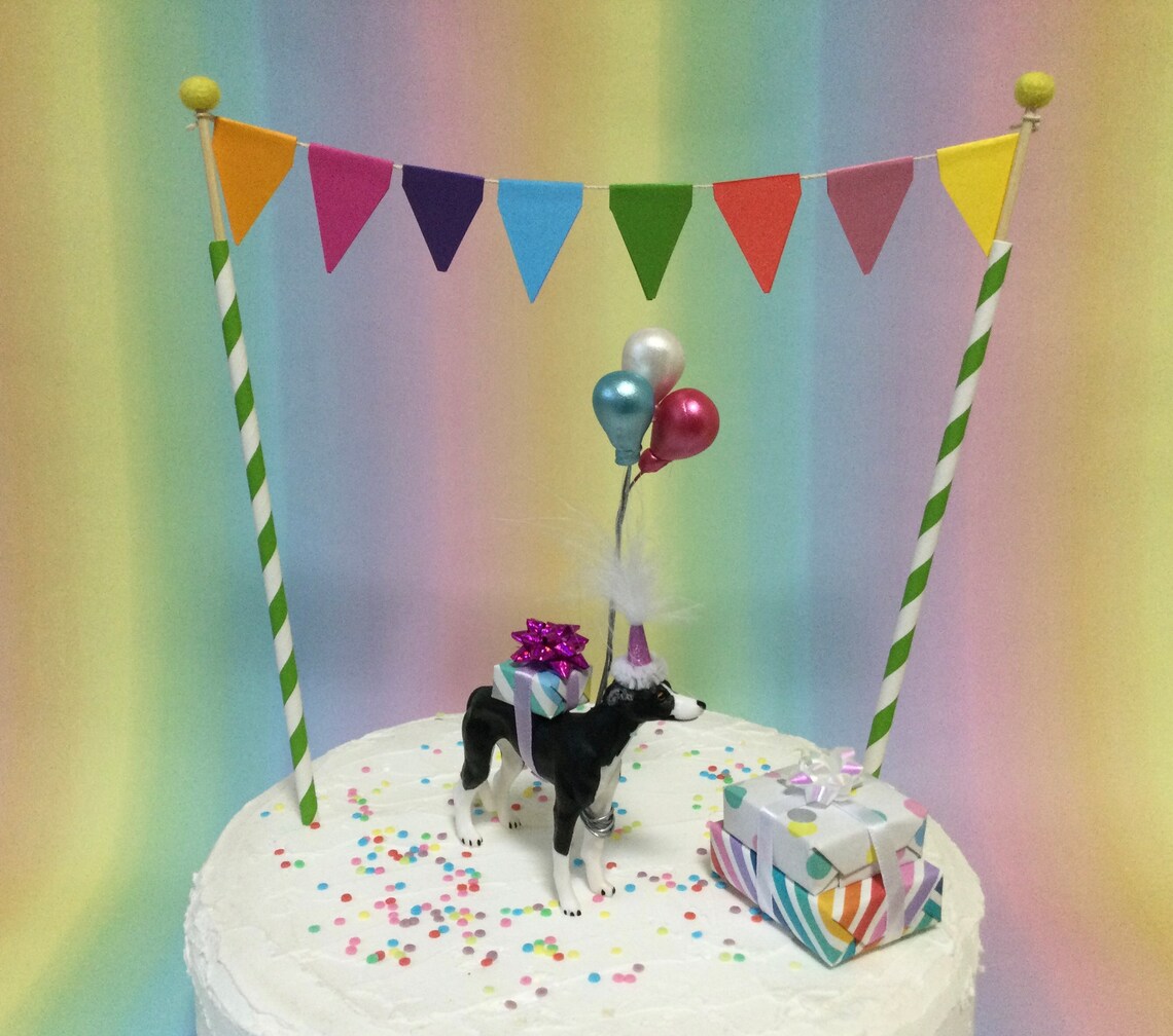 Whippet Cake Topper: Greyhound Birthday Party Decoration With Balloons ...