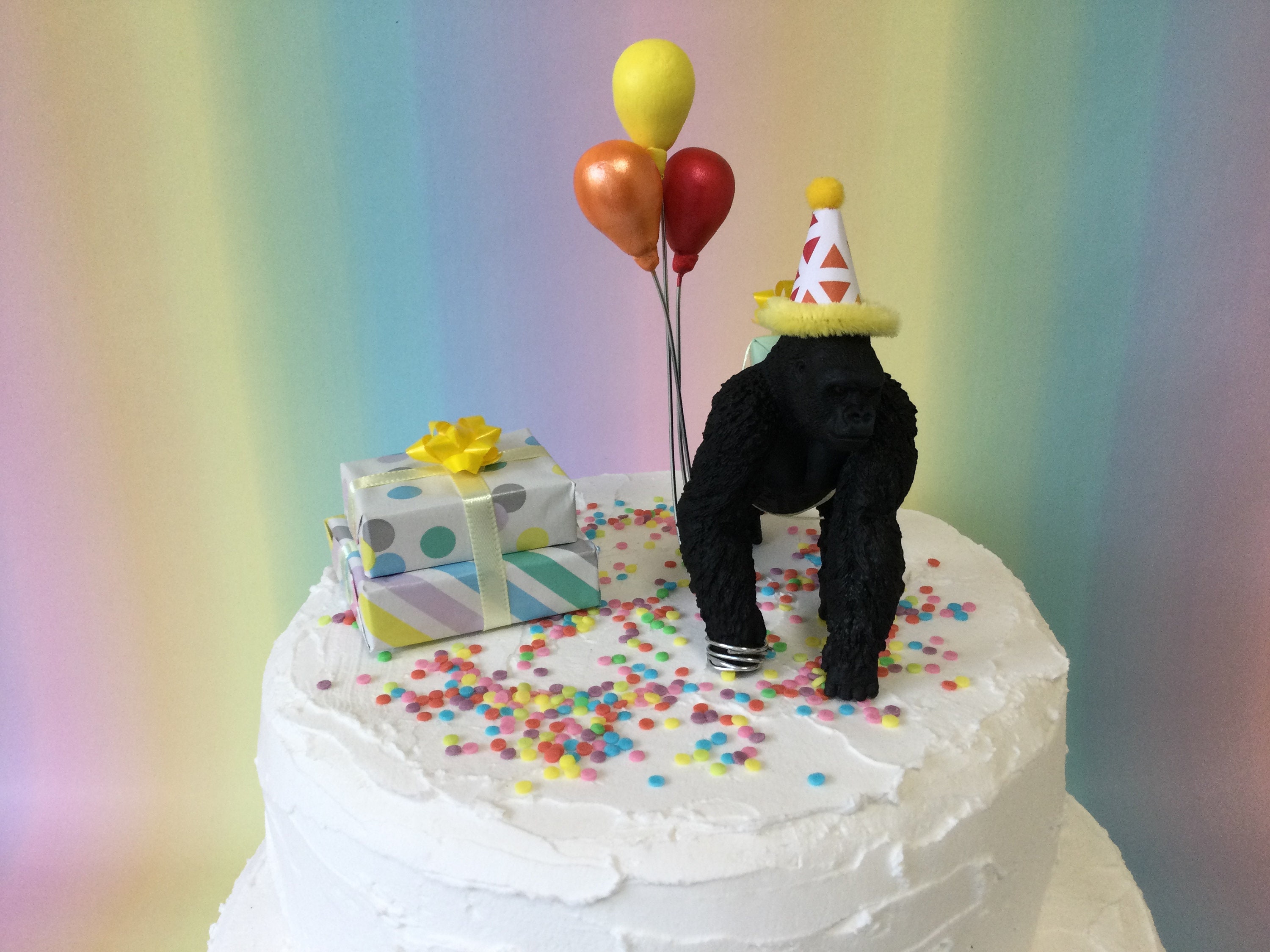 Gorilla Cake Topper Party Animal Cake Topper With Balloons - Etsy