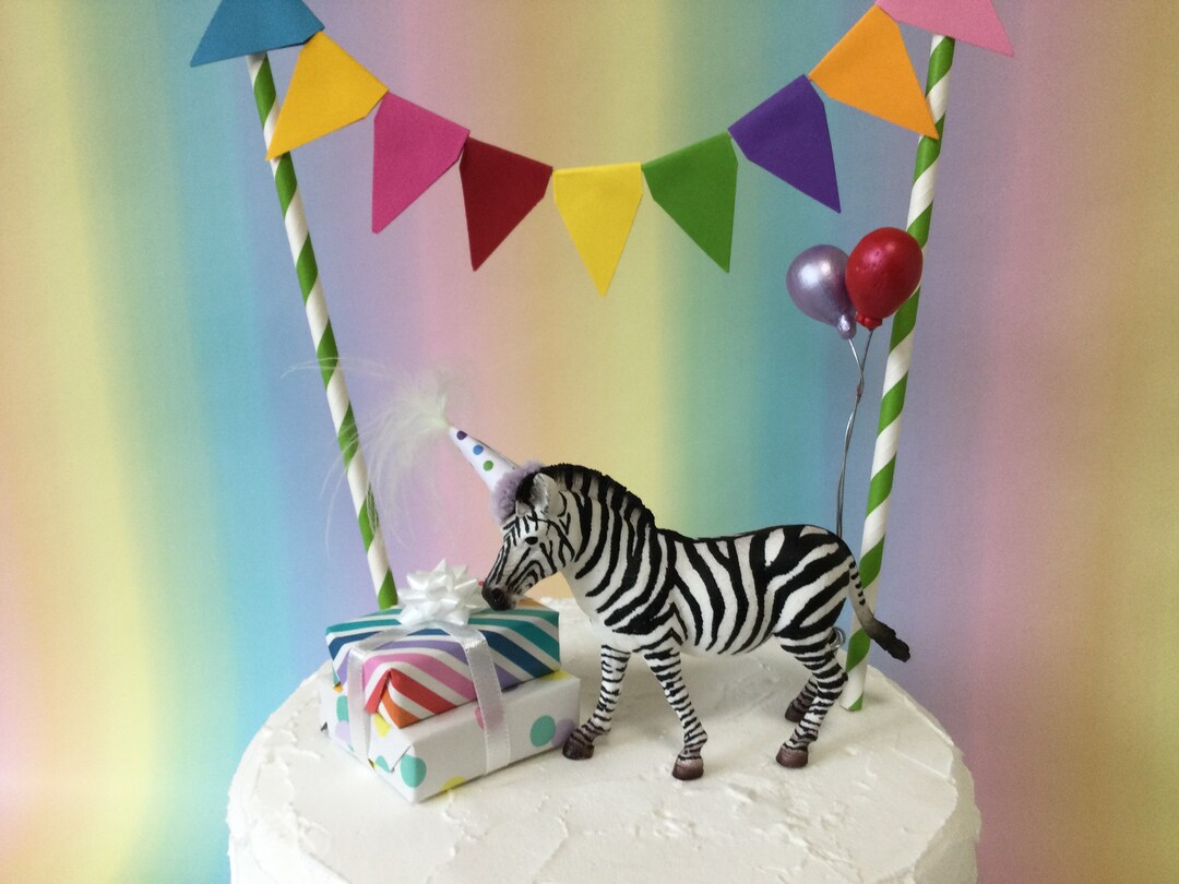 Zebra Cake Topper Party Animal Cake Party Birthday Cake Zebra Topper ...
