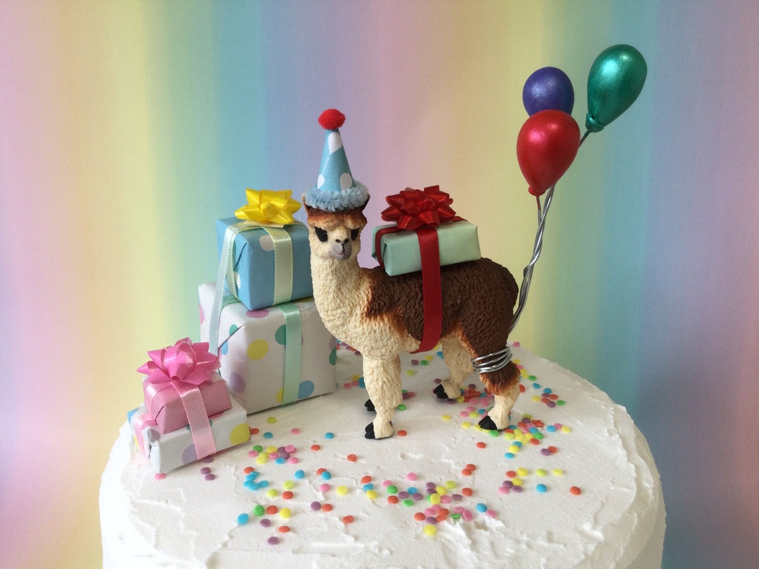 Party Alpaca Cake Topper: Birthday Animal Decoration - Etsy