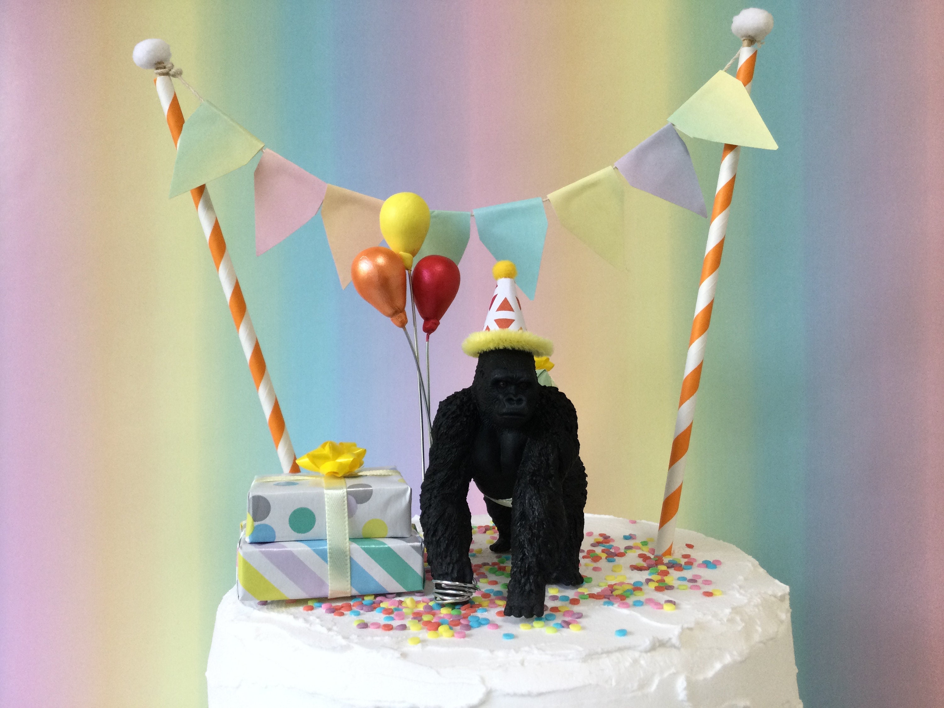 Gorilla Cake Topper Party Animal Cake Topper With Balloons - Etsy