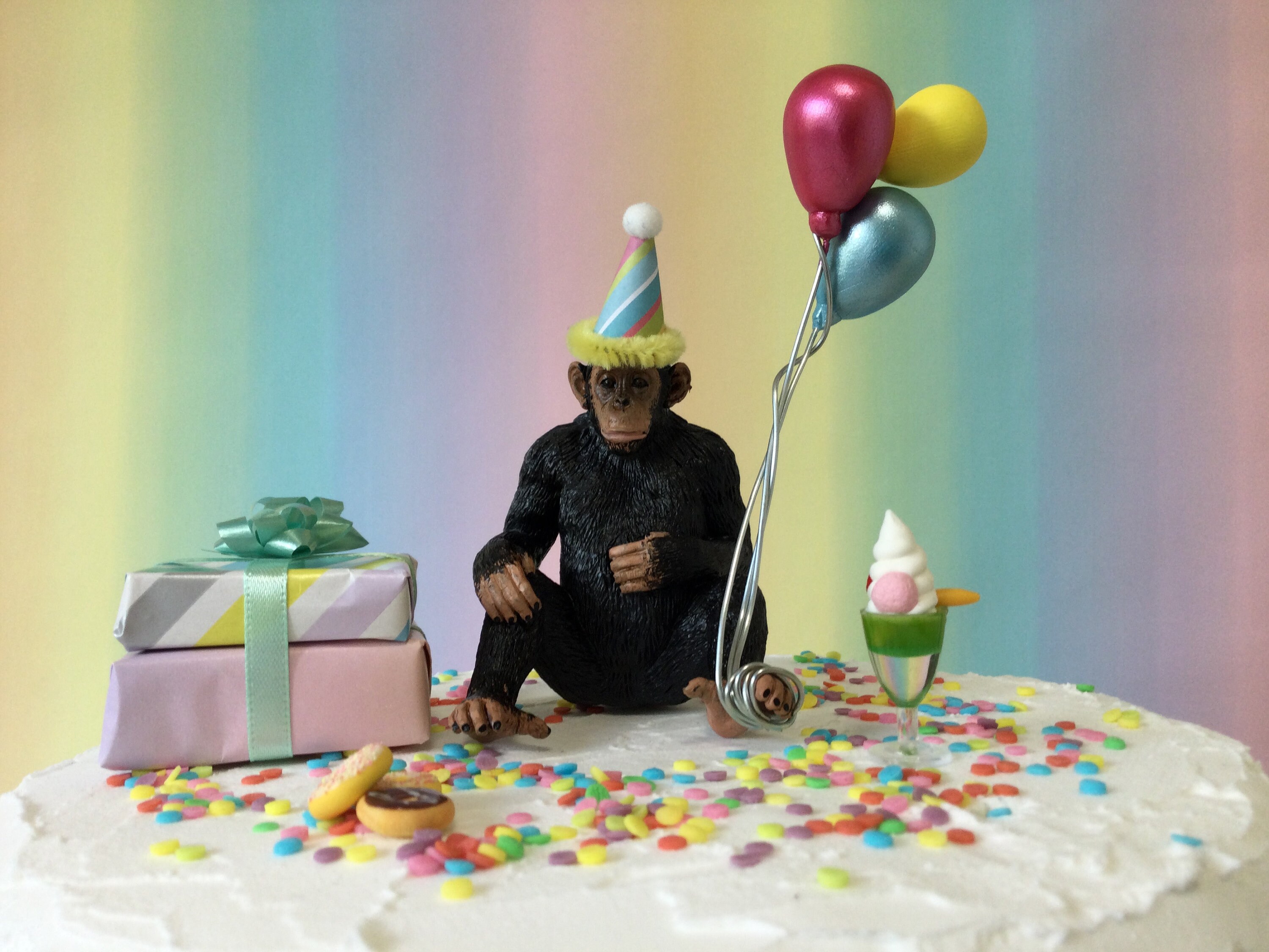 Chimpanzee Cake Topper Party Animal Cake Decoration Monkey - Etsy