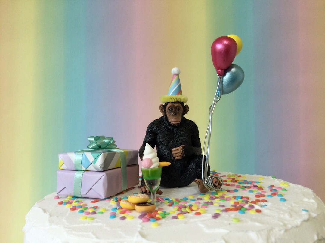 Chimpanzee Cake Topper Party Animal Cake Decoration Monkey Birthday ...