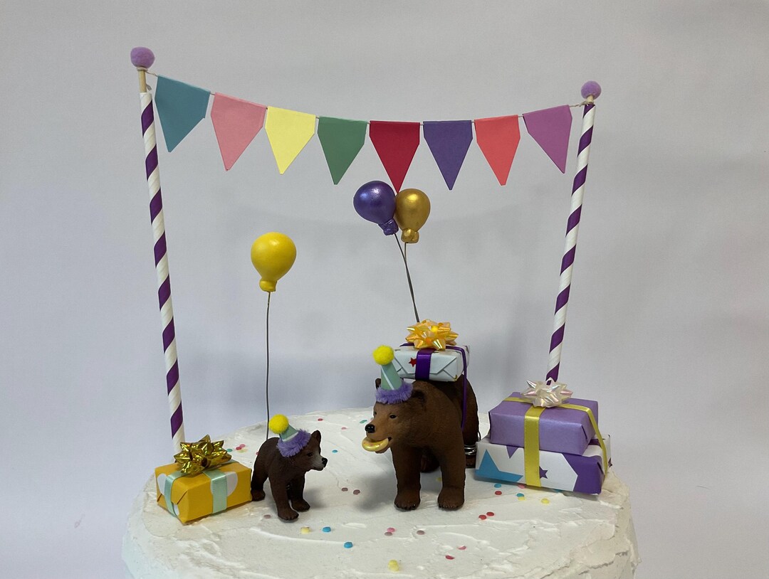 Bear and Cub Cake Topper Birthday Bear Celebration Cake Topper Teddy ...