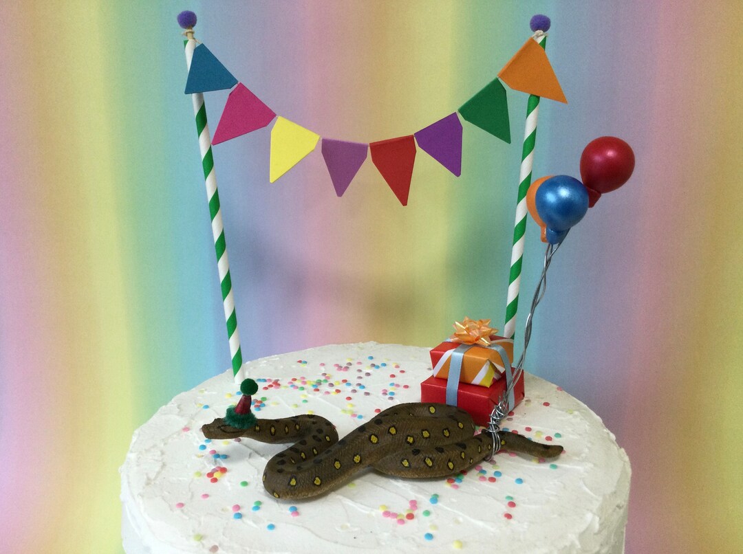 Snake Cake Topper Party Animal Cake Decoration Green Anaconda Birthday ...