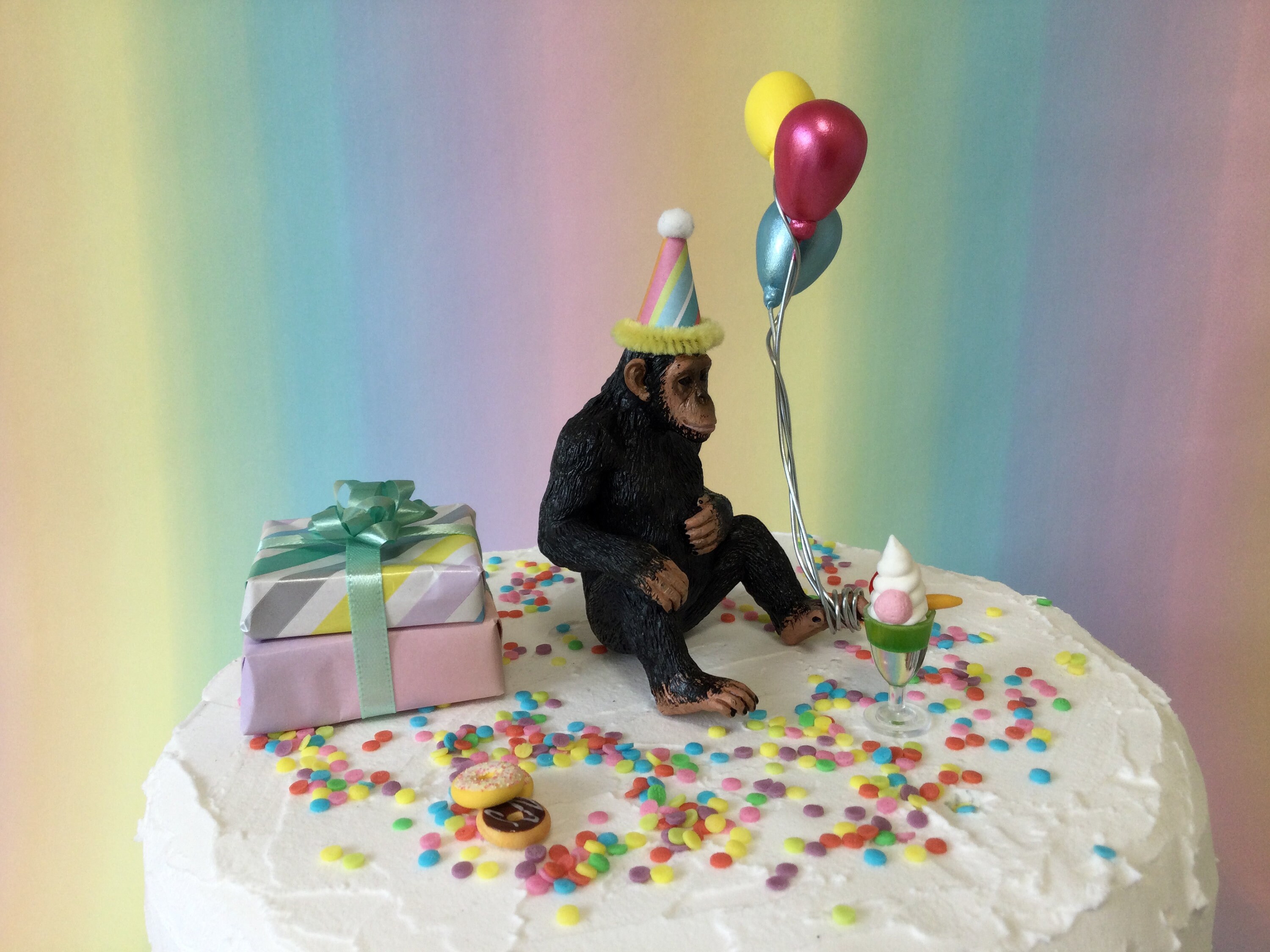 Chimpanzee Cake Topper Party Animal Cake Decoration Monkey - Etsy