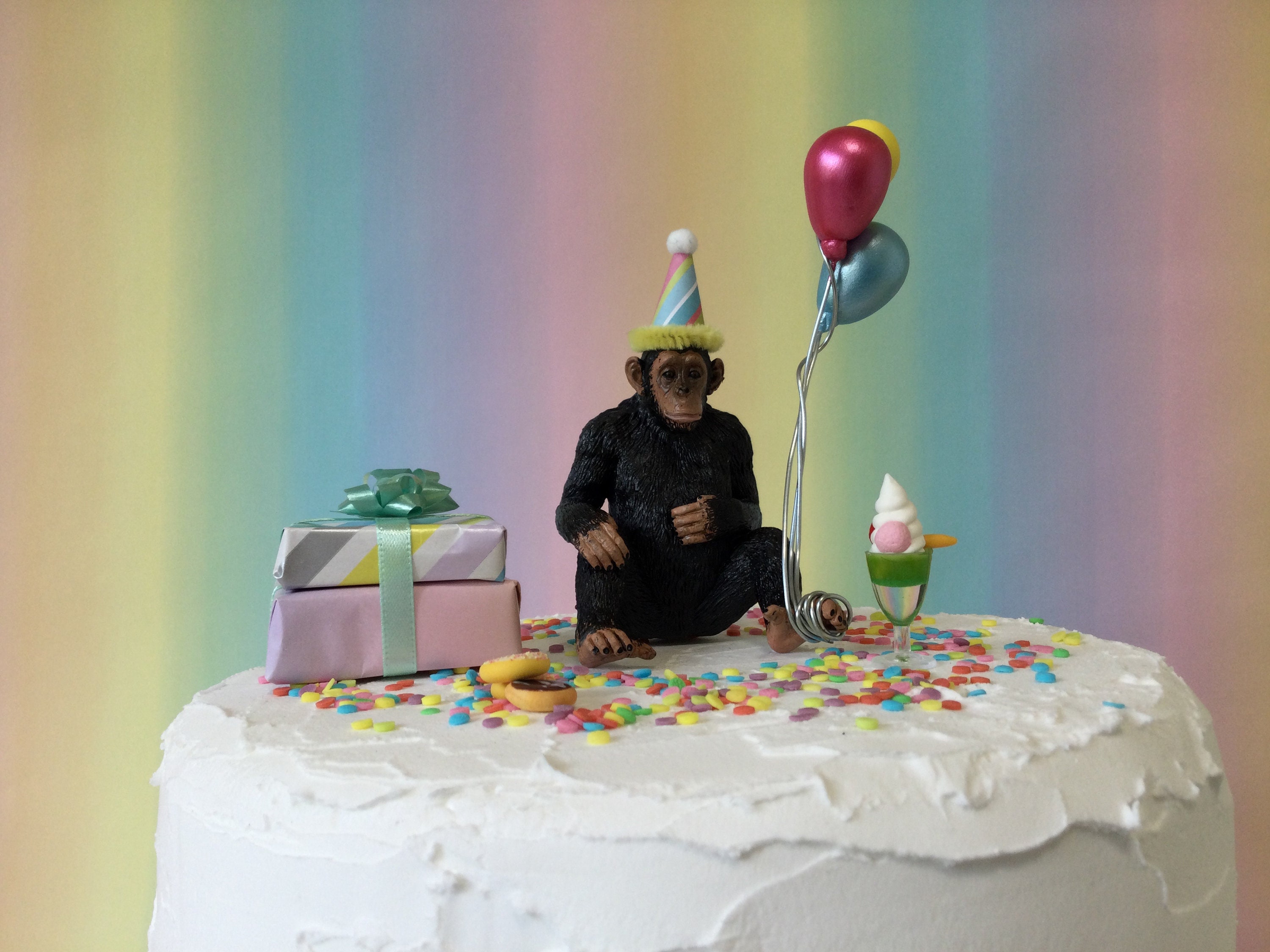 Chimpanzee Cake Topper Party Animal Cake Decoration Monkey - Etsy