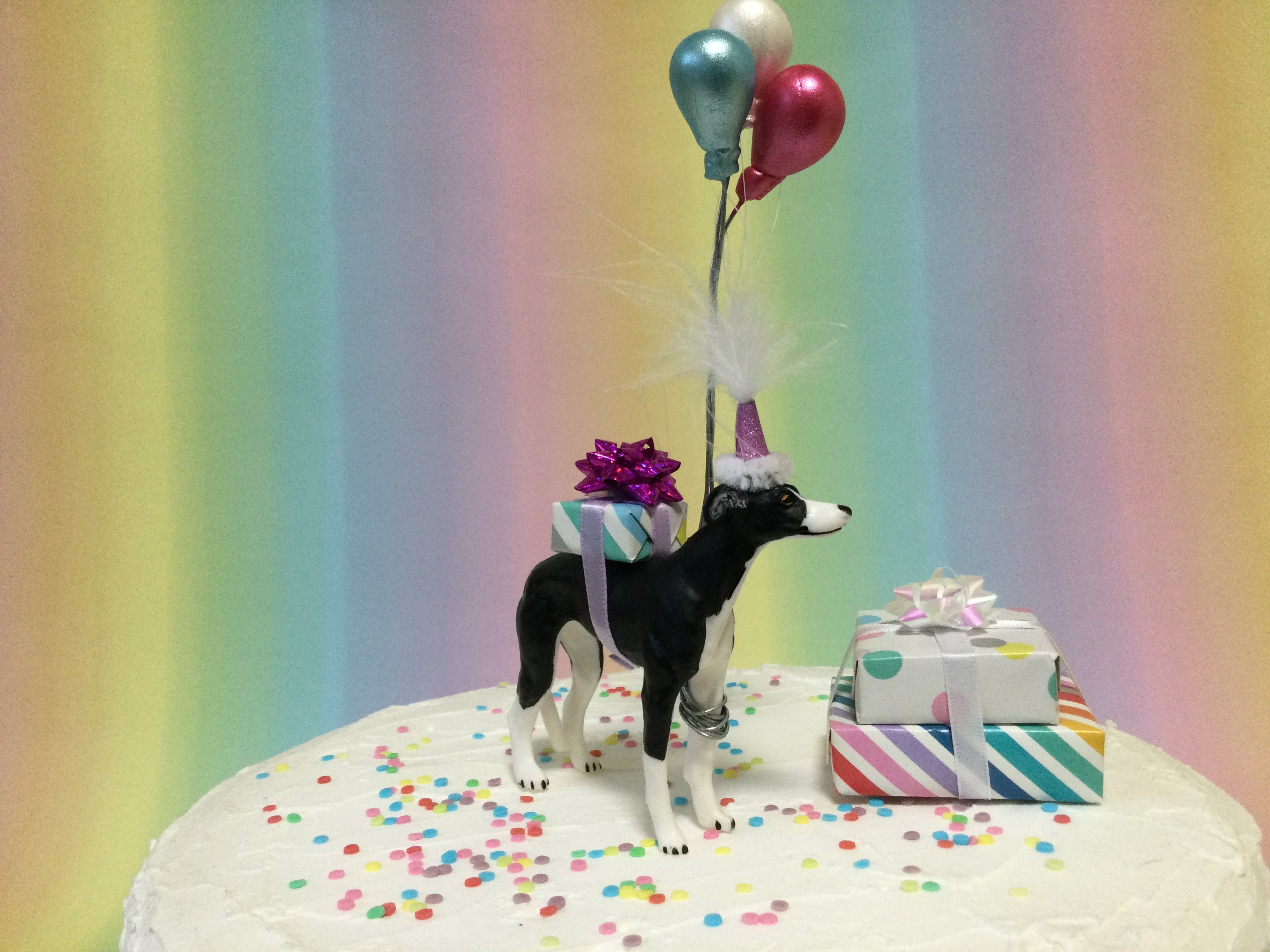 Whippet Cake Topper: Greyhound Birthday Party Decoration With Balloons ...