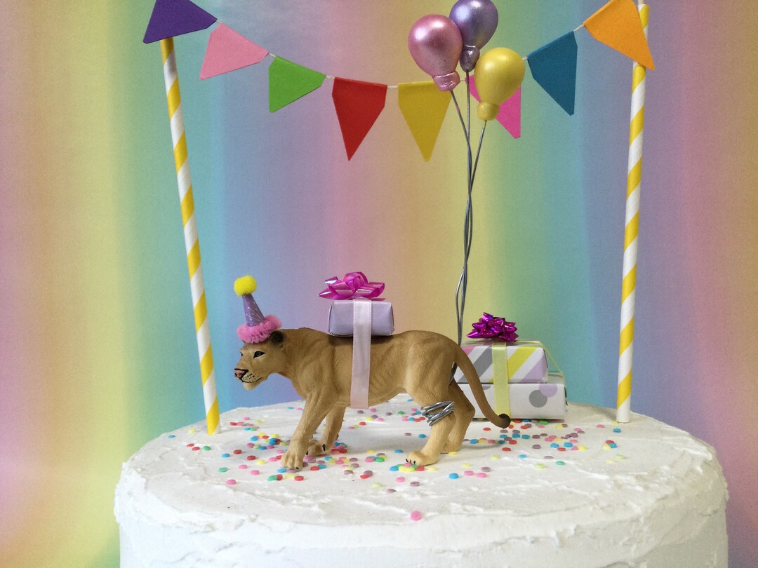 Lioness Cake Topper Party Animal Cake Topper With Balloons Hat and ...