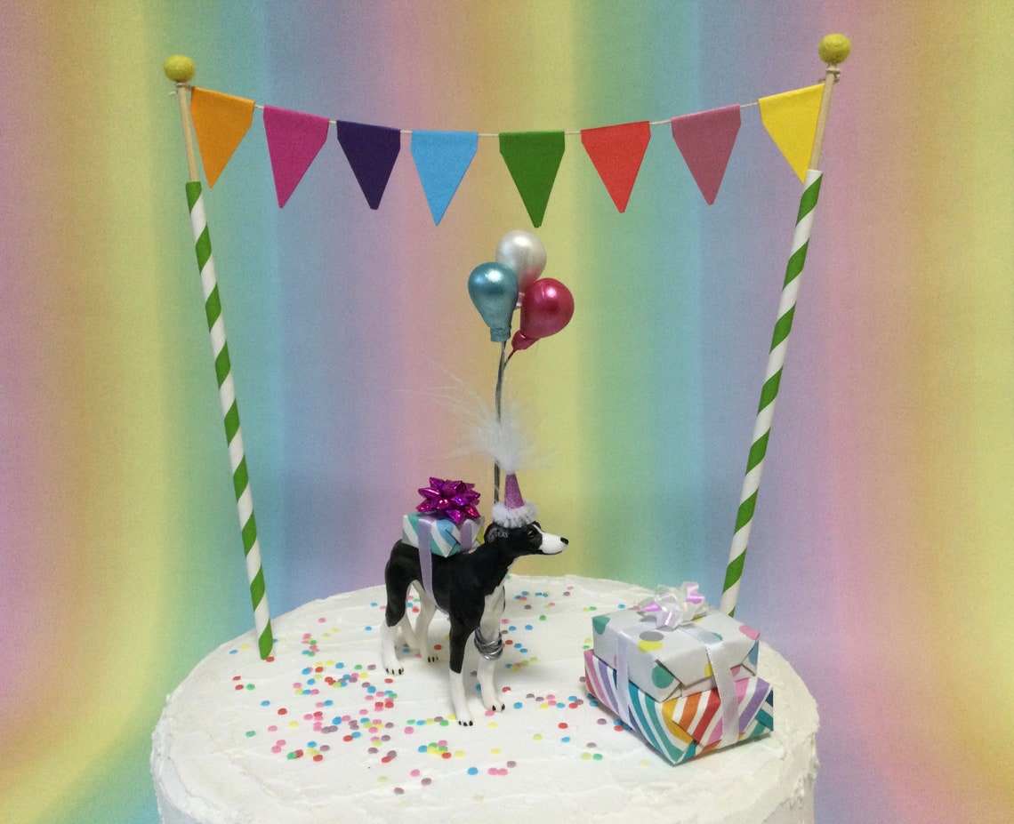 Whippet Cake Topper: Greyhound Birthday Party Decoration With Balloons ...
