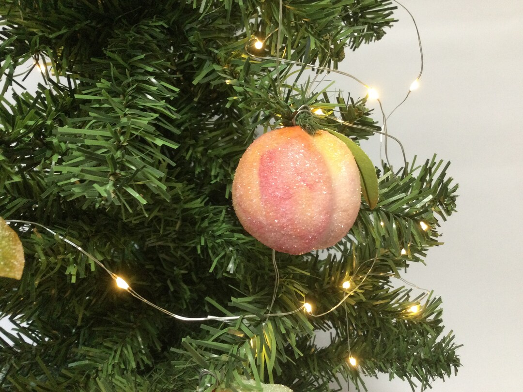 Spun Cotton Peach Christmas Ornament: Sugared Faux Fruit Decoration - Etsy