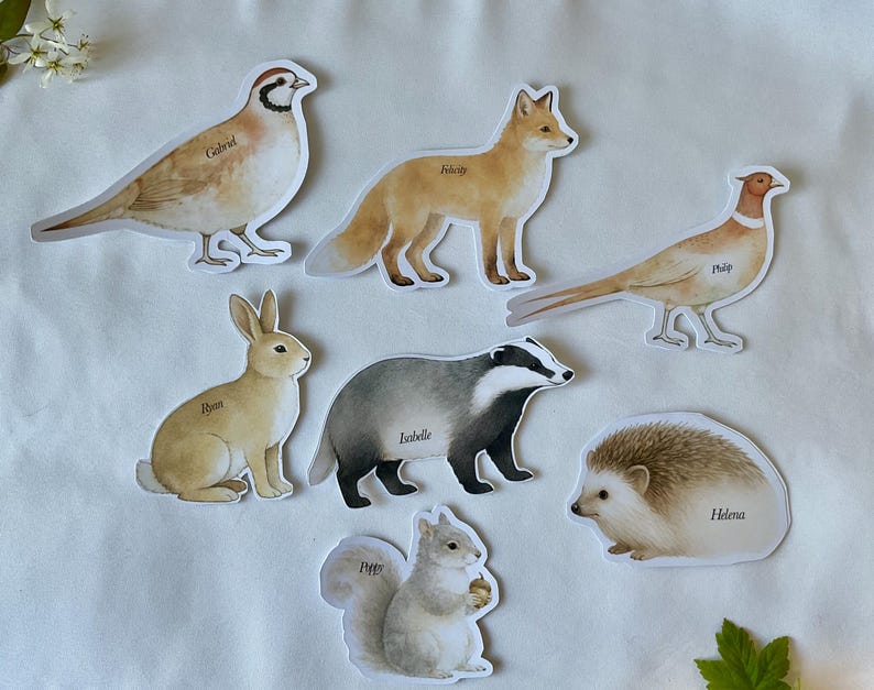 Woodland Animal Place Cards: Personalised Rustic Wedding Name Cards ...