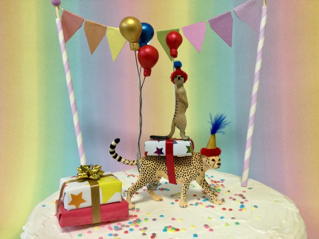 Cheetah and Meerkat Cake Topper Party Animal Cake Decoration Safari ...