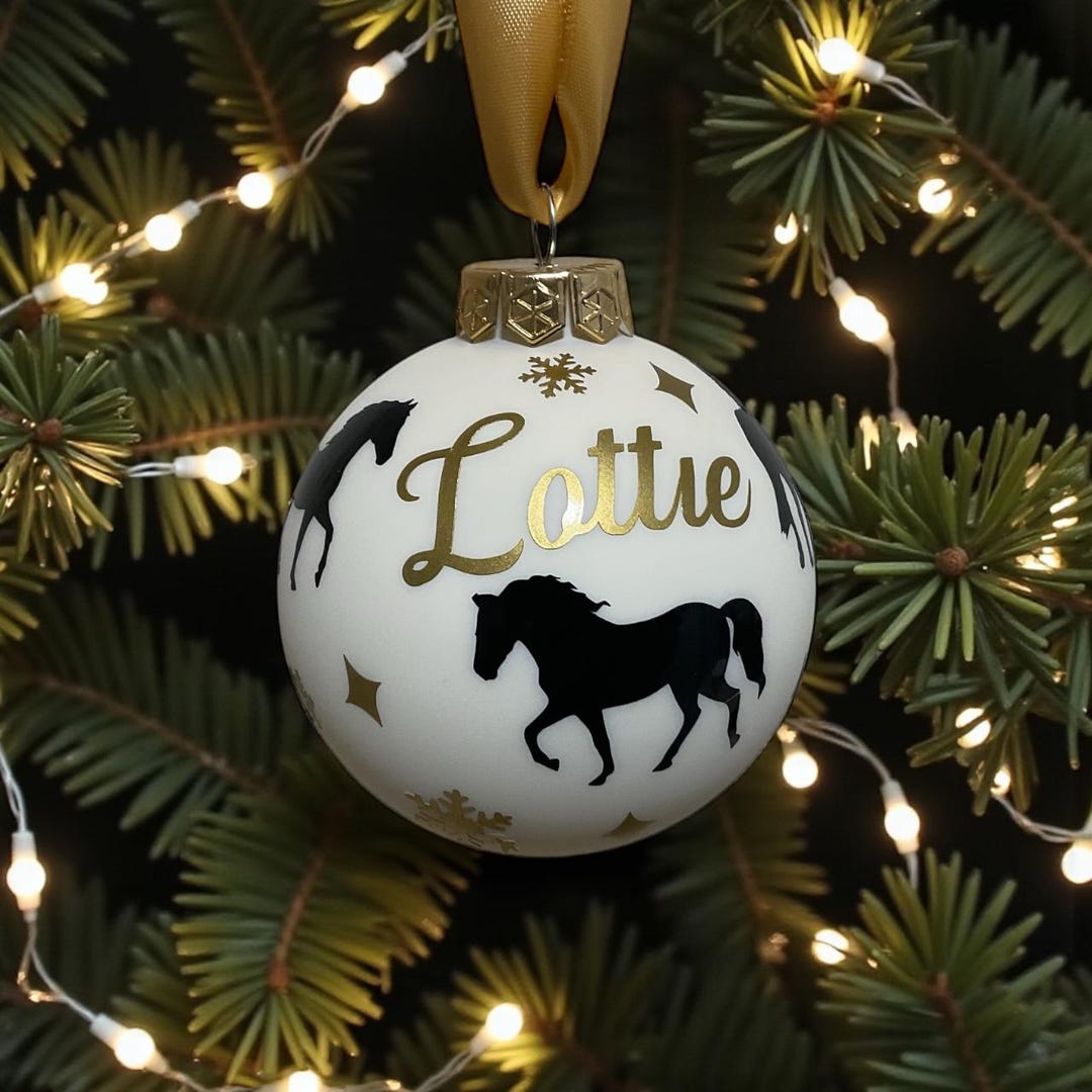Personalized Horse Christmas Ornament, Pony Silhouette Glass Bauble ...