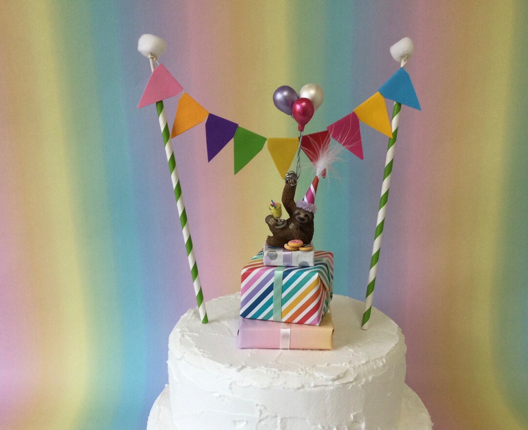 Birthday Cake Topper Sloth Party Animal Celebration Cake Decoration ...