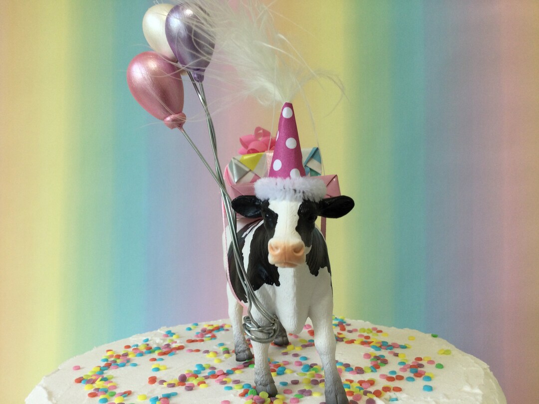 Cow Cake Topper Party Animal Cake Decoration Holstein Cow Birthday ...