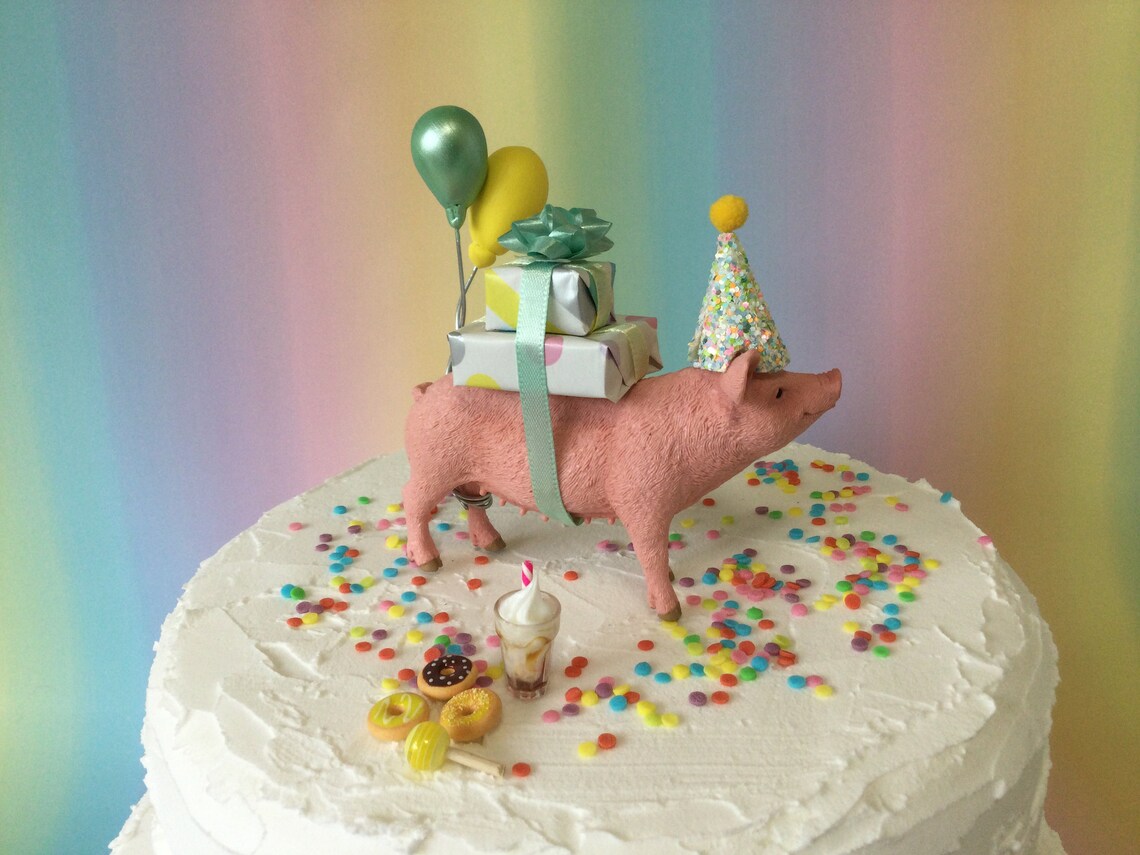 Pig Cake Topper Party Animal Cake Decoration Birthday Cake - Etsy
