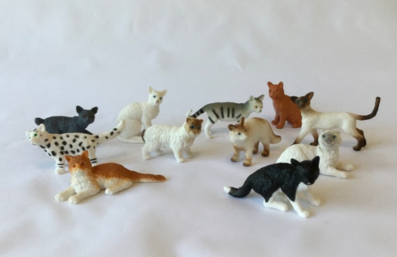 Miniature Cat Figures. Plastic Animals for Crafts | Etsy