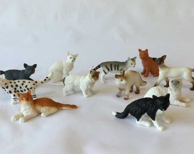Miniature Cat Figures. Plastic Animals for Crafts - Etsy